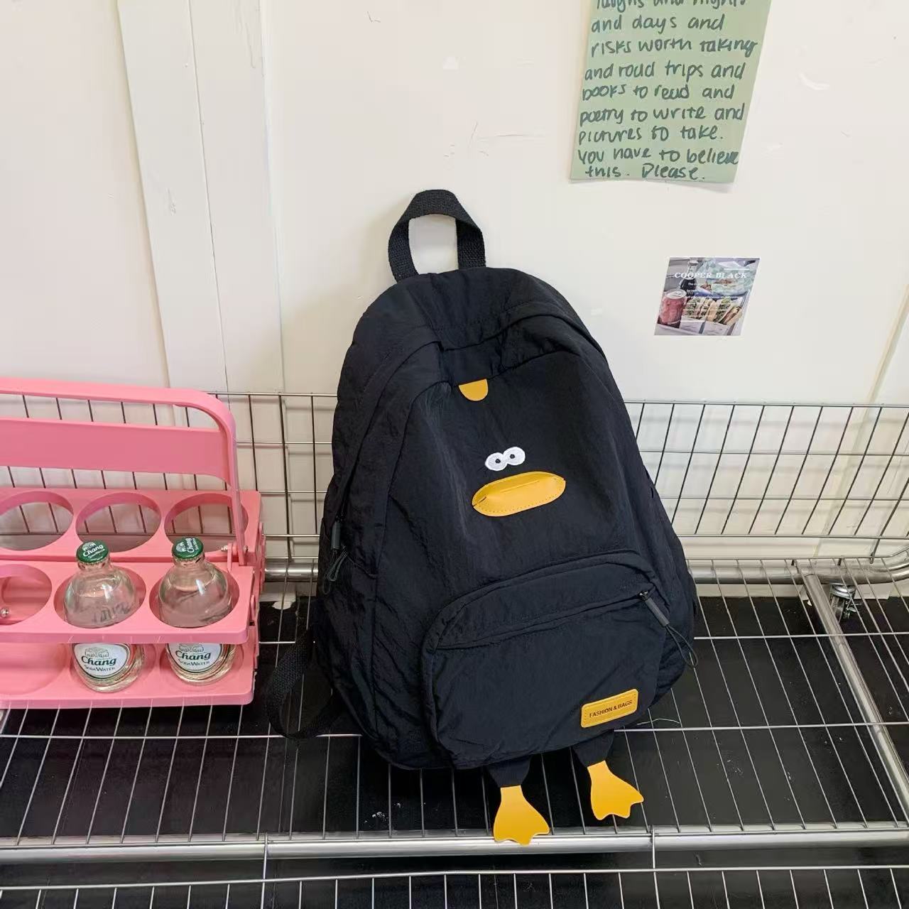 Cute Duck Lightweight Backpack – Black – Goodie Goodie